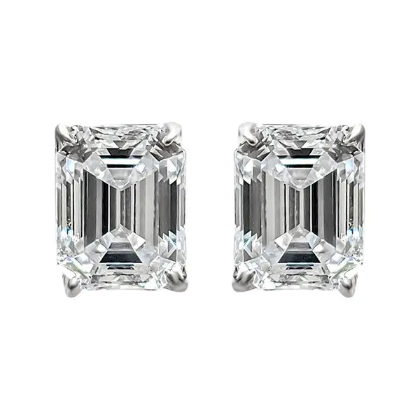FANTASIA BY DESERIO Emerald Cut Stud Earrings - Yellow Gold