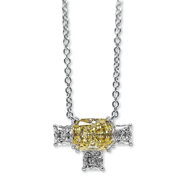 FANTASIA BY DESERIO Radiant And Princess Cut Pendant - White Gold