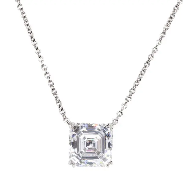 FANTASIA BY DESERIO 5ct Asscher Cut Pendant - White Gold Plated