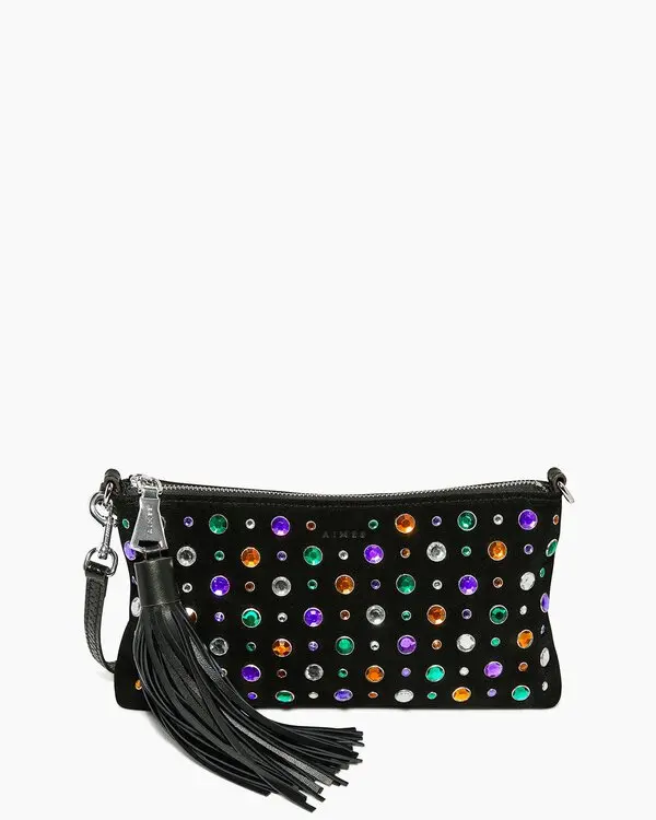 AIMEE Onyx Hour Zip Clutch - Multi Jewels