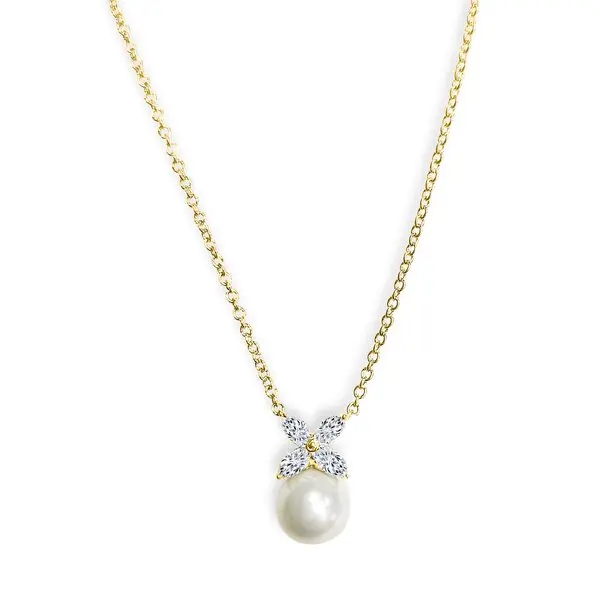 FANTASIA BY DESERIO Marq X Top With 8mm Pearl - Yellow Gold Plated