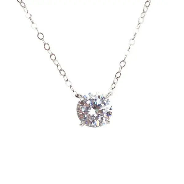 FANTASIA BY DESERIO Round Simulated Diamond Pendant Necklace - White Gold