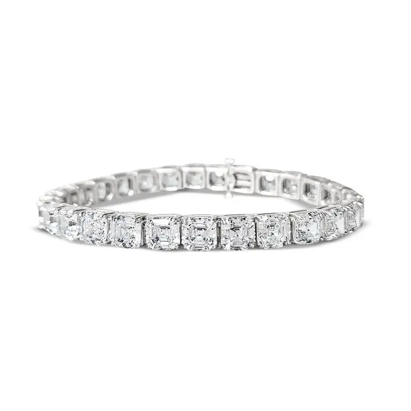 FANTASIA BY DESERIO Asscher Cut Tennis Bracelet - White Gold Plated