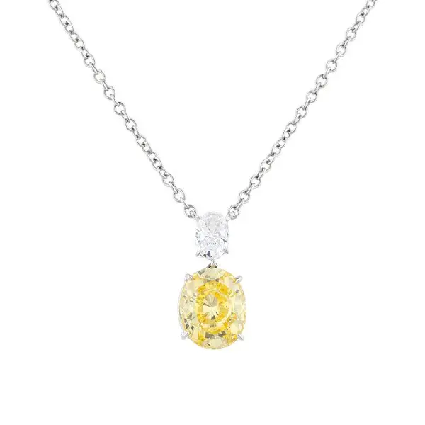 FANTASIA BY DESERIO Oval Drop Pendant - Yellow Gold Plated