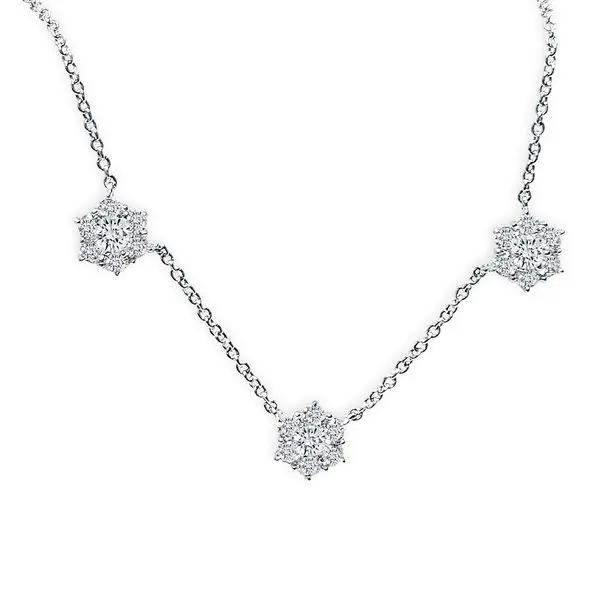 FANTASIA BY DESERIO Flower Pendant Chain Necklace - White Gold Plated