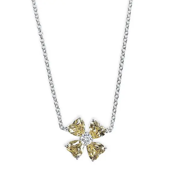FANTASIA BY DESERIO Four Leaf Clover Pendant - Yellow Gold Plated