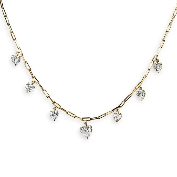 FANTASIA BY DESERIO Vermeil Chain With Seven Hearts - White Gold Plated