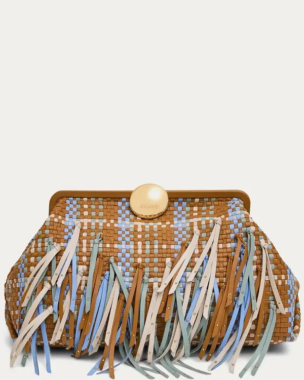 AIMEE Full Circle Novelty Xl Clutch - Latte Multi Woven