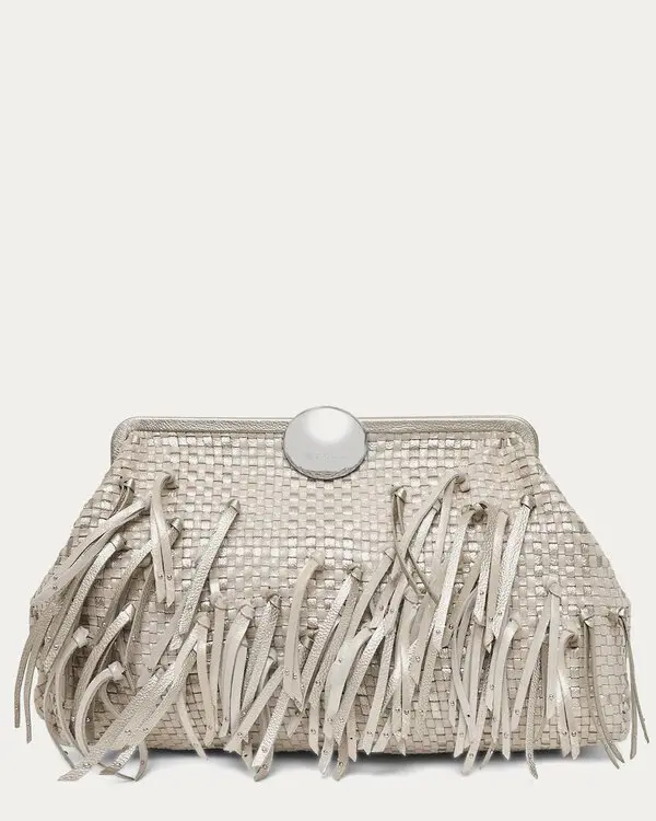 AIMEE Full Circle Novelty Xl Clutch - Woven Metallic Sand