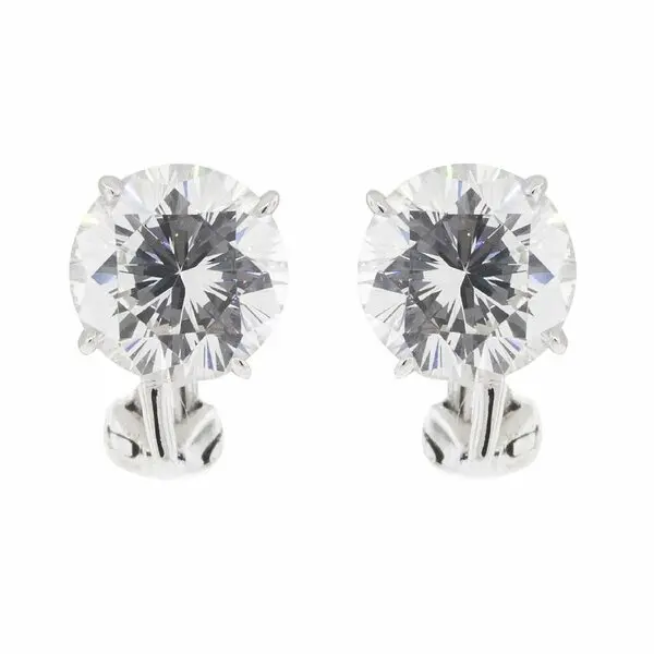 FANTASIA BY DESERIO Round Brilliant Clip On Stud Earrings - White Gold Plated
