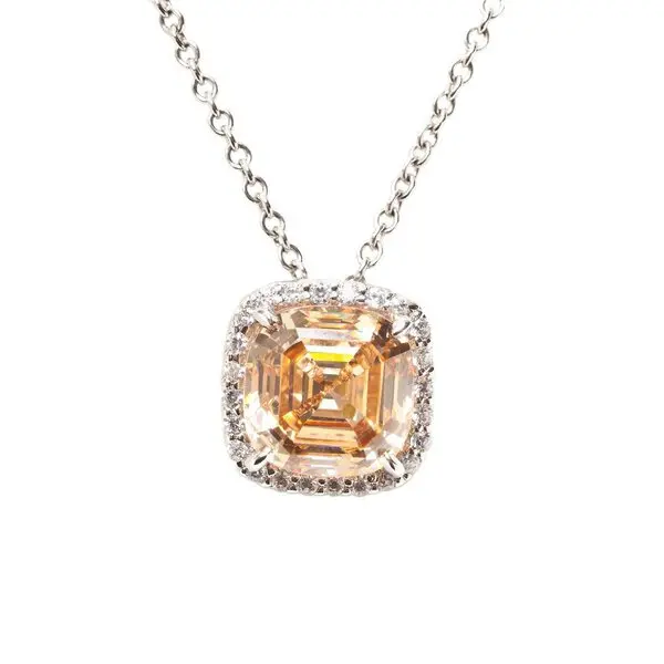 FANTASIA BY DESERIO Coffee Cushion Pendant In Pavé Setting - Yellow Gold Plated