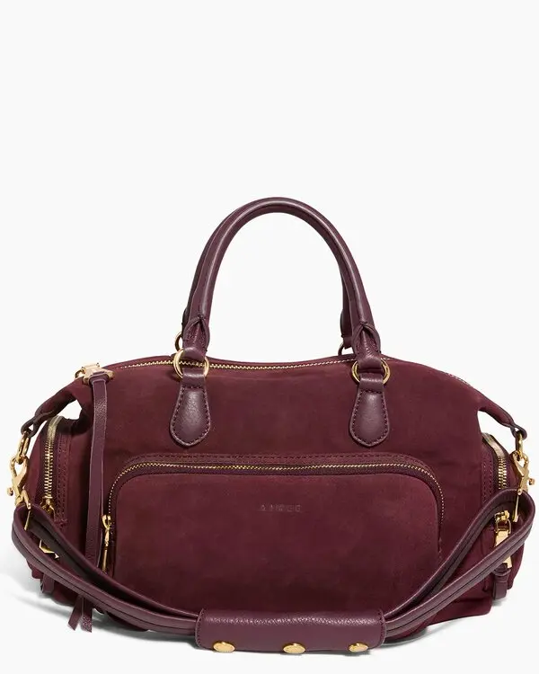 AIMEE Away We Go Satchel - Cherry Suede