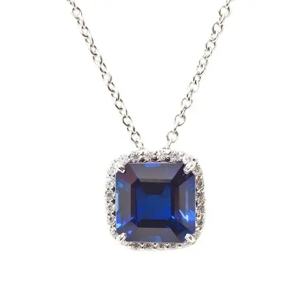 FANTASIA BY DESERIO Sapphire Pendant With Zirconia Pave Trim - Yellow Gold Plated
