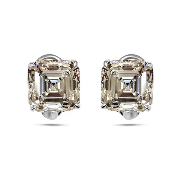 FANTASIA BY DESERIO Asscher Clip-on Stud Earrings With Vermeil - White Gold Plated