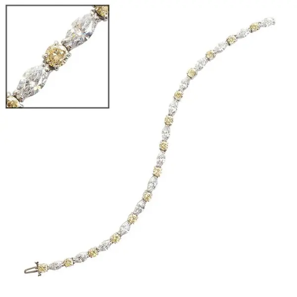 FANTASIA BY DESERIO Marquise And Round Bracelet - White Gold Plated