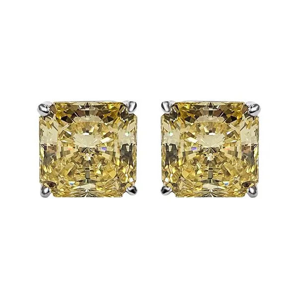 FANTASIA BY DESERIO Radiant-cut Stud Earrings - White Gold Plated