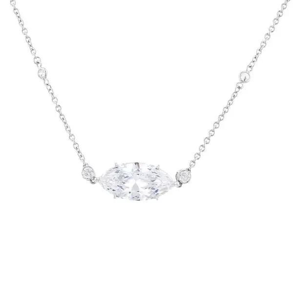 FANTASIA BY DESERIO 5ct East/west Set Marquise Pendant - White Gold Plated