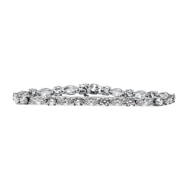 FANTASIA BY DESERIO Marquise And Round Cut Bracelet - White Gold Plated