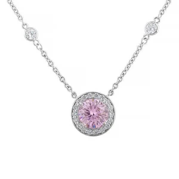 FANTASIA BY DESERIO Round Pendant Necklace - White Gold Plated