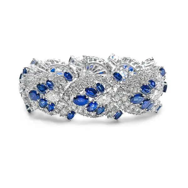 FANTASIA BY DESERIO Wide Cluster Bracelet - White Gold Plated