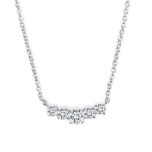 FANTASIA BY DESERIO Graduated 5-stone Pendant Necklace - White Gold Plated