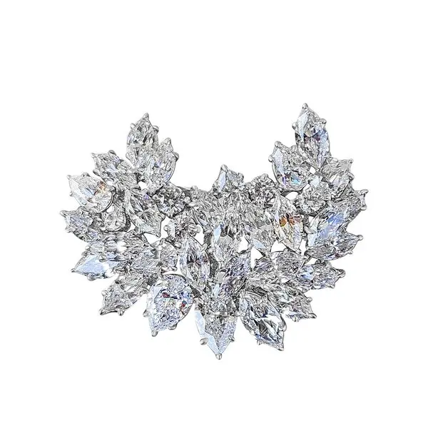 FANTASIA BY DESERIO Brooch - White Gold Plated