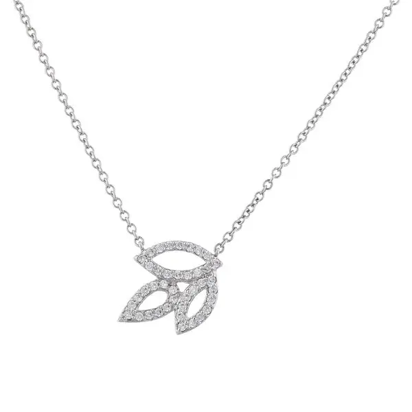 FANTASIA BY DESERIO Three Leaf Zirconia Pendant - White Gold Plated
