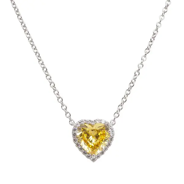 FANTASIA BY DESERIO 3.5ct Pave Heart Pendant - White Gold Plated