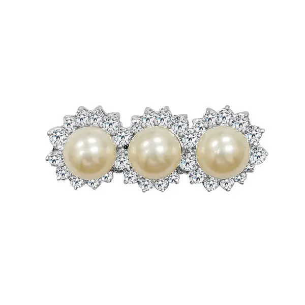 FANTASIA BY DESERIO Three Pearl Pin - Yellow Gold Plated