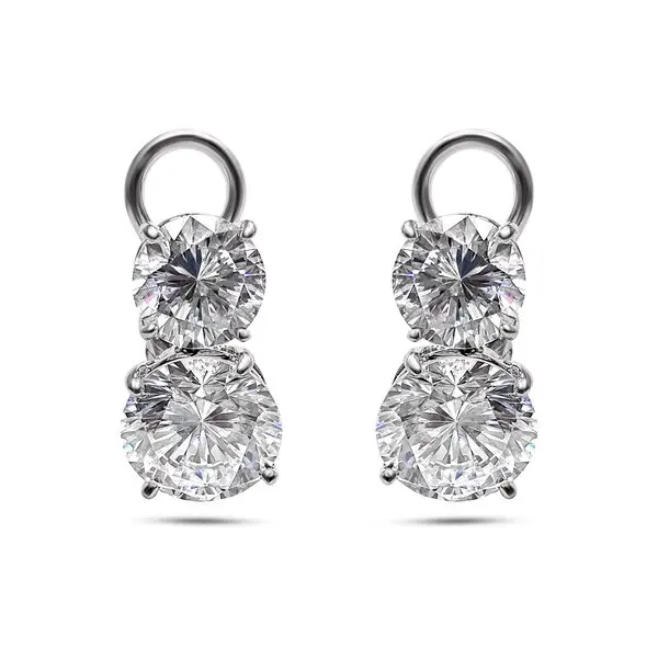 FANTASIA BY DESERIO Graduated Double Stud Earrings - White Gold Plated