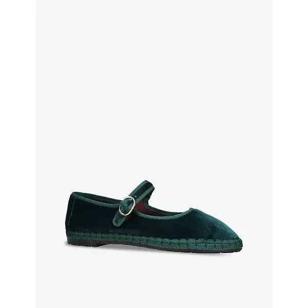 FLABELUS Leonor Cotton Mary Jane Flats - Green