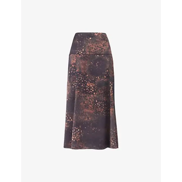 Whistles Animal Print Woven Midi Skirt