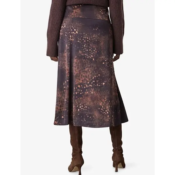 Whistles Animal Print Woven Midi Skirt