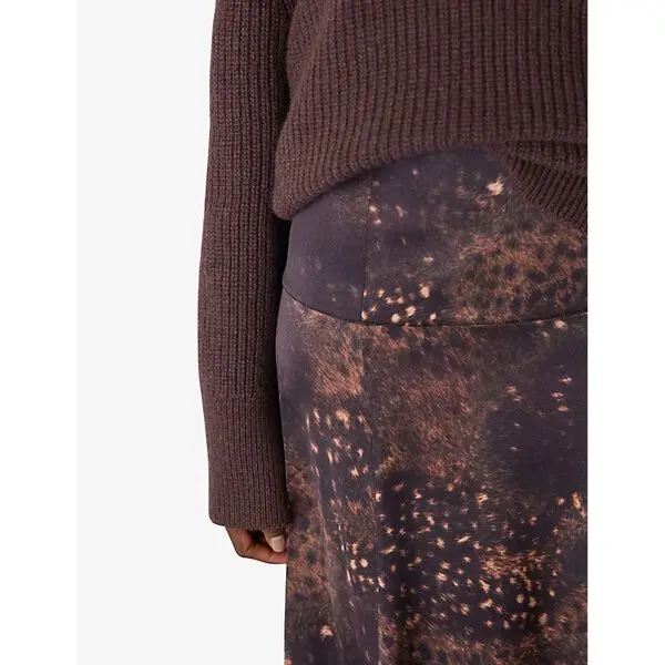 Whistles Animal Print Woven Midi Skirt