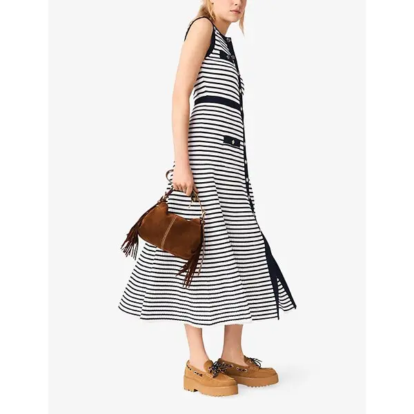 Maje Breton Stripe Sleeveless Maxi Dress