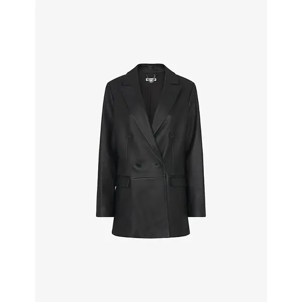 Whistles Aliza Leather Double-breasted Blazer