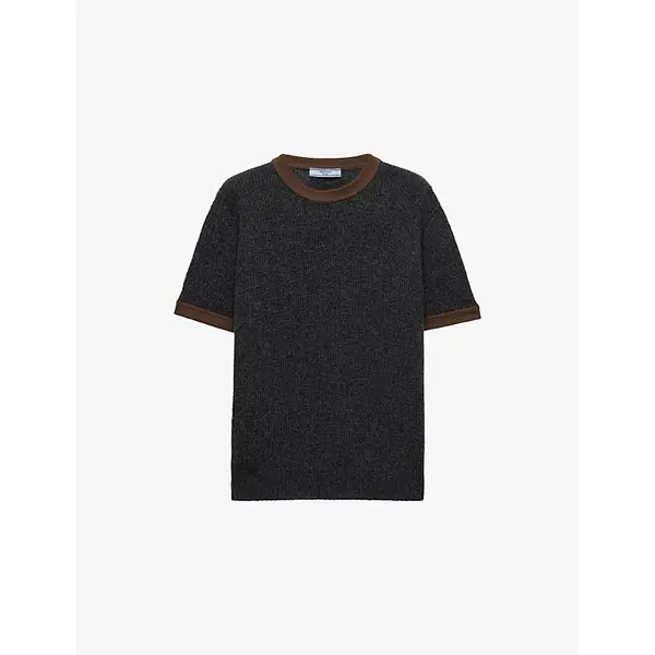 Prada Contrast-trim Cashmere Jumper - Grey