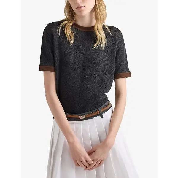 Prada Contrast-trim Cashmere Jumper - Grey