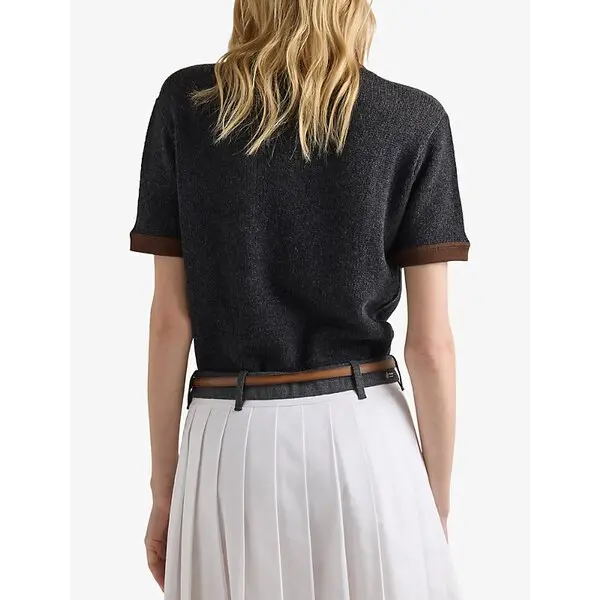 Prada Contrast-trim Cashmere Jumper - Grey