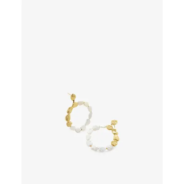 Monica Vinader Beaded Pearl Hoop Earrings - Gold