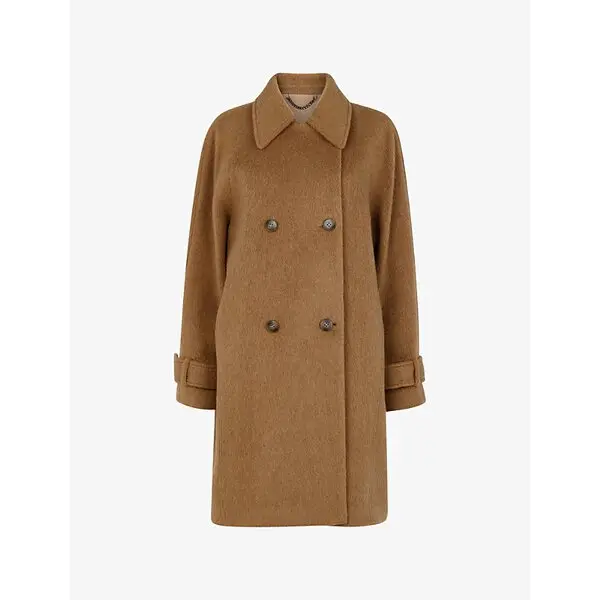Whistles Short Button-embellished Wool Coat
