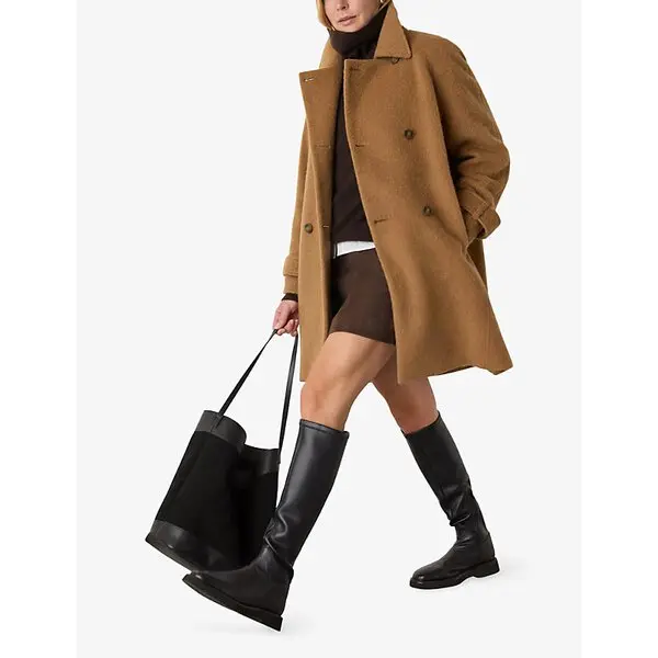 Whistles Short Button-embellished Wool Coat