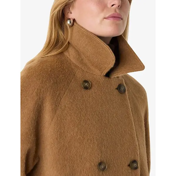 Whistles Short Button-embellished Wool Coat