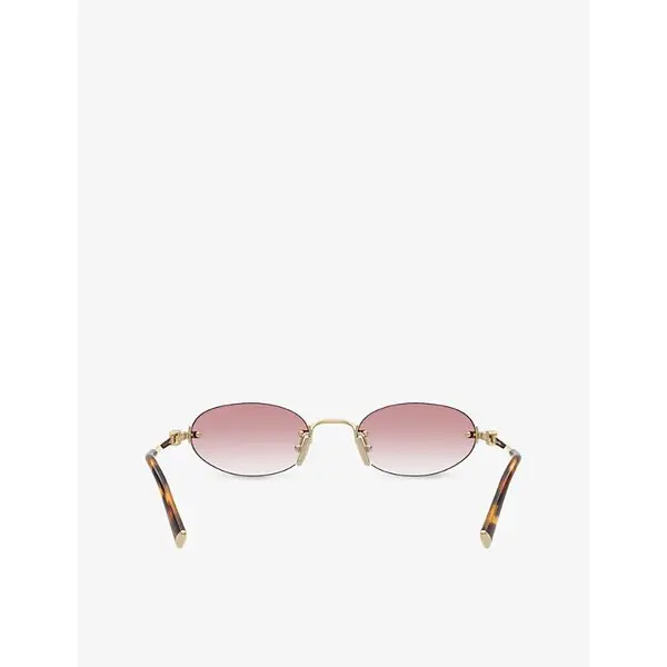 Miu Miu Oval-frame Metal Sunglasses - Gold