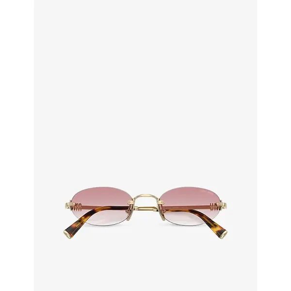 Miu Miu Oval-frame Metal Sunglasses - Gold