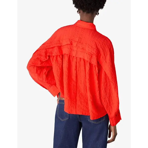 Whistles Textured Frill-trim Woven Blouse