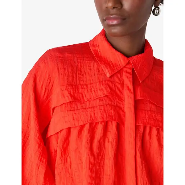 Whistles Textured Frill-trim Woven Blouse