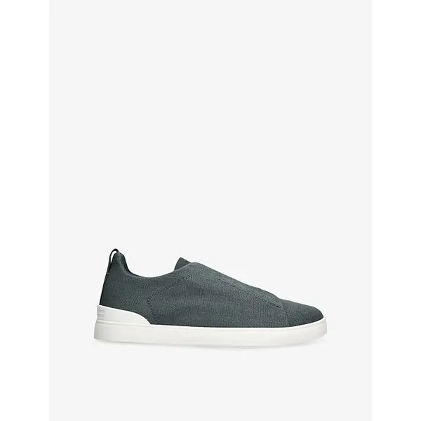 Zegna X3 Triple Stitch Woven Low-top Trainers - Blue/dark