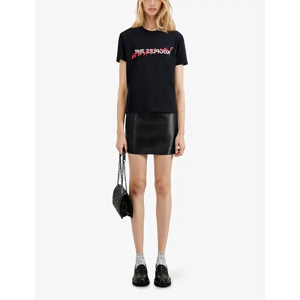 The Kooples Logo Print Cotton Jersey T-shirt - Bla01
