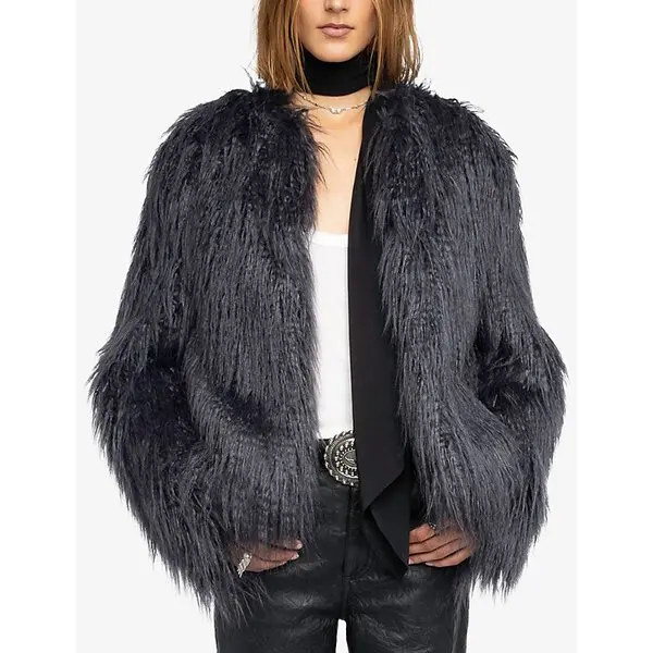Zadig&Voltaire Freddie Single-breasted Faux-fur Coat - Anthracite